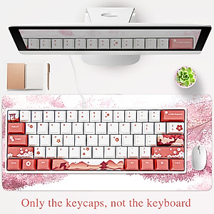 Uuoeebb PBT Keycaps, Heat Sublimation 104 PBT Keycap OEM Key Set for MX Switches Mechanical & Optical Gaming Keyboard (Sakura)