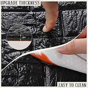 Tinlade 30 Pcs 28.81 Sq ft 3D Wall Panels Peel and Stick Foam Brick Wallpaper Printable Faux Brick Wall Panels Decorative Self Adhesive Wall Tiles Waterproof Wall Covering Panels (Black)