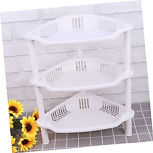 Cabilock Shelf Storage Rack 3 Square Shelves Plastic Shelving Corner Shelf Organizer Bathroom Shelves Desk Stand Rack Storage Rack Storage Shelf White Basket Triangle Basket Shelves
