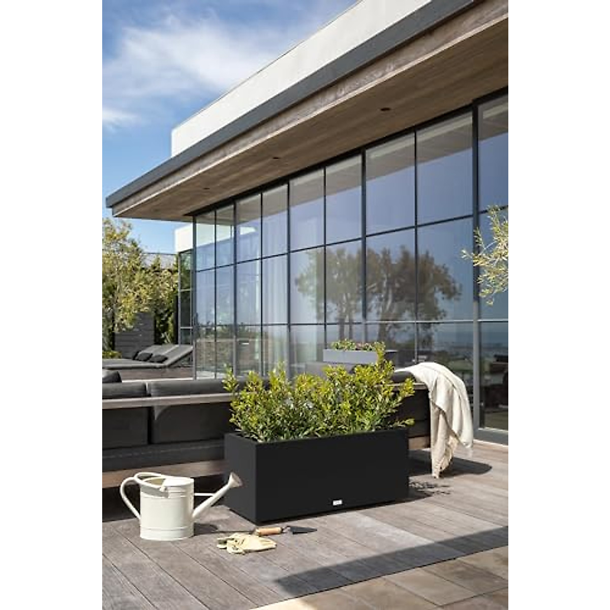 Veradek Block Series Long Box Planter - Large Rectangular Planter for Outdoor Patio/Porch | Durable All-Weather Use with Drainage Holes | Modern Décor for Tall Plants, Flowers or Shrubs