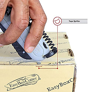 Modern Box Cutter, auto retract, blade vanishing technology, extra tape cutter at back, dual side edge guide, 1 blade depth setting, 2 blades and holster - Grey/Black Color 4500