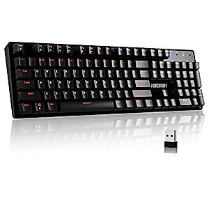 Newmen GM335 Mechanical Keyboard Wireless,USB C Wired/2.4Ghz Rechargeable Rainbow LED Backlit Gaming Keyboard,104 Key Hot Swappable Mechanical Keyboard for Mac Windows PC Laptop Brown Switch