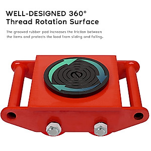 XCFDP Machine Skates, 6T Machinery Skate Dolly, 13200lbs Machinery Moving Skate, Machinery Mover Skate with 360° Rotation Cap, Heavy Duty Machine Dolly Skate for Industrial Moving Equipment, Red, 1pc