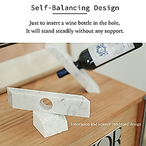 JIMEI Marble Bottle Wine Holder – Tabletop Wine Rack – Single Wine Holder Stand for Cabinet and Shelf Décor – Freestanding Wine Display & Storage Accessories for Home bar – Self-Balance