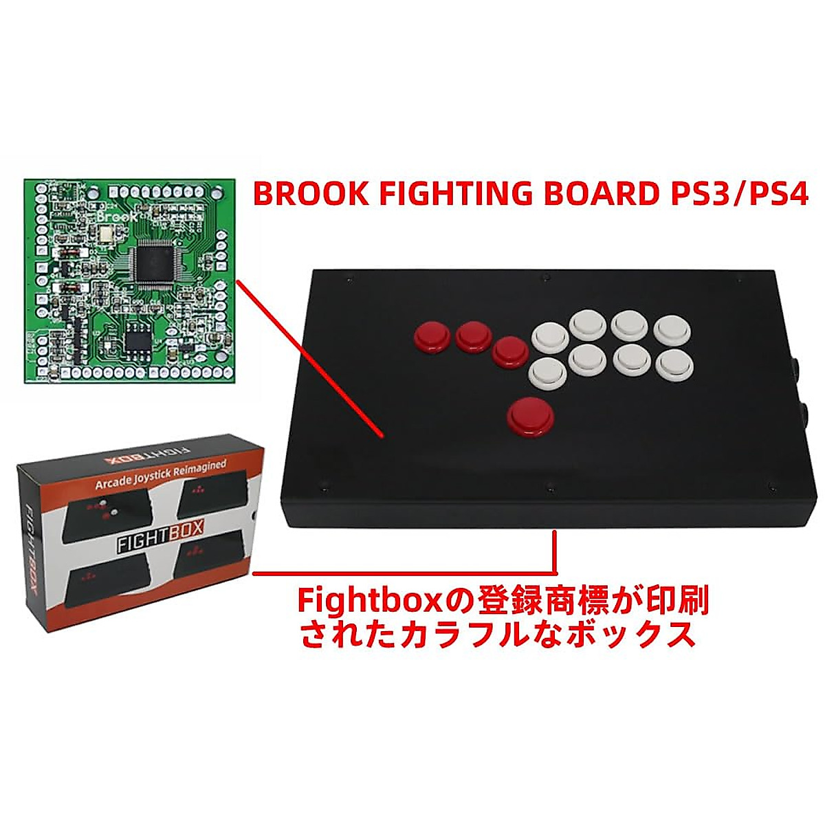 FightBox RAC-J800B-PS All Buttons Leverless-Style Arcade Joystick Fight Stick Game Controller For PS4/PS3/PC Sanwa OBSF-24 30