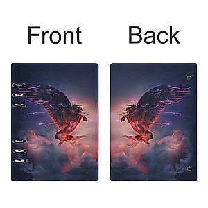 Red Thunderbolt Pegasus Notebook Cover 6-Ring Binder Portable Planner Book Loose-Leaf Cover for Home Office