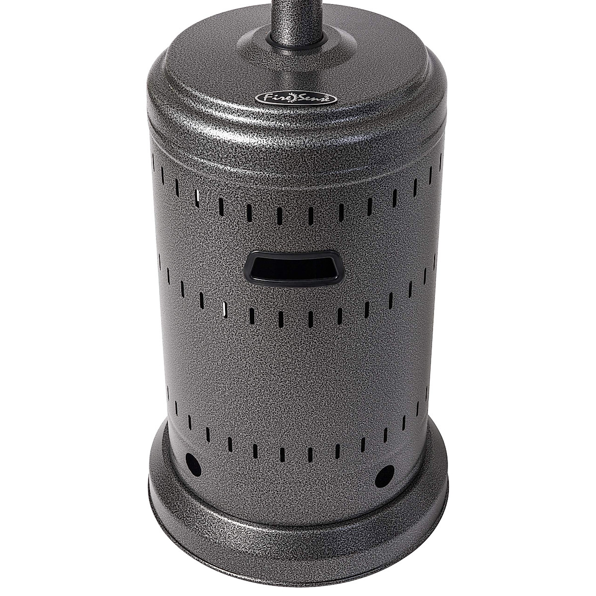 Fire Sense All Seasons Patio Heater with Wheels 46,000 BTU Output Piezo Ignition System Portable Outdoor Propane Heater Commercial Series Patio Heater - Hammered Platinum and Vinyl Cover