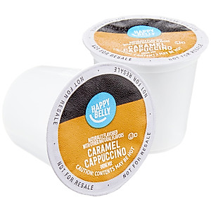 Amazon Brand - Happy Belly Cappuccino Coffee Pods Compatible with 2.0 K-Cup Brewers, Caramel Flavored, 24 Count