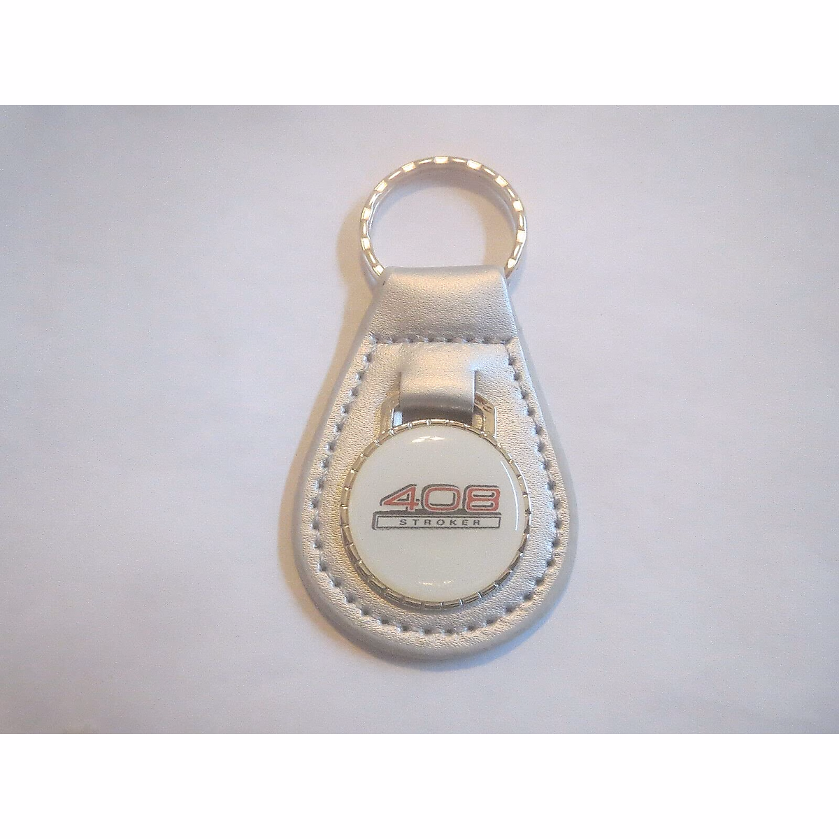 408 STROKER EMBLEM LOGO LEATHER KEYCHAIN - SILVER