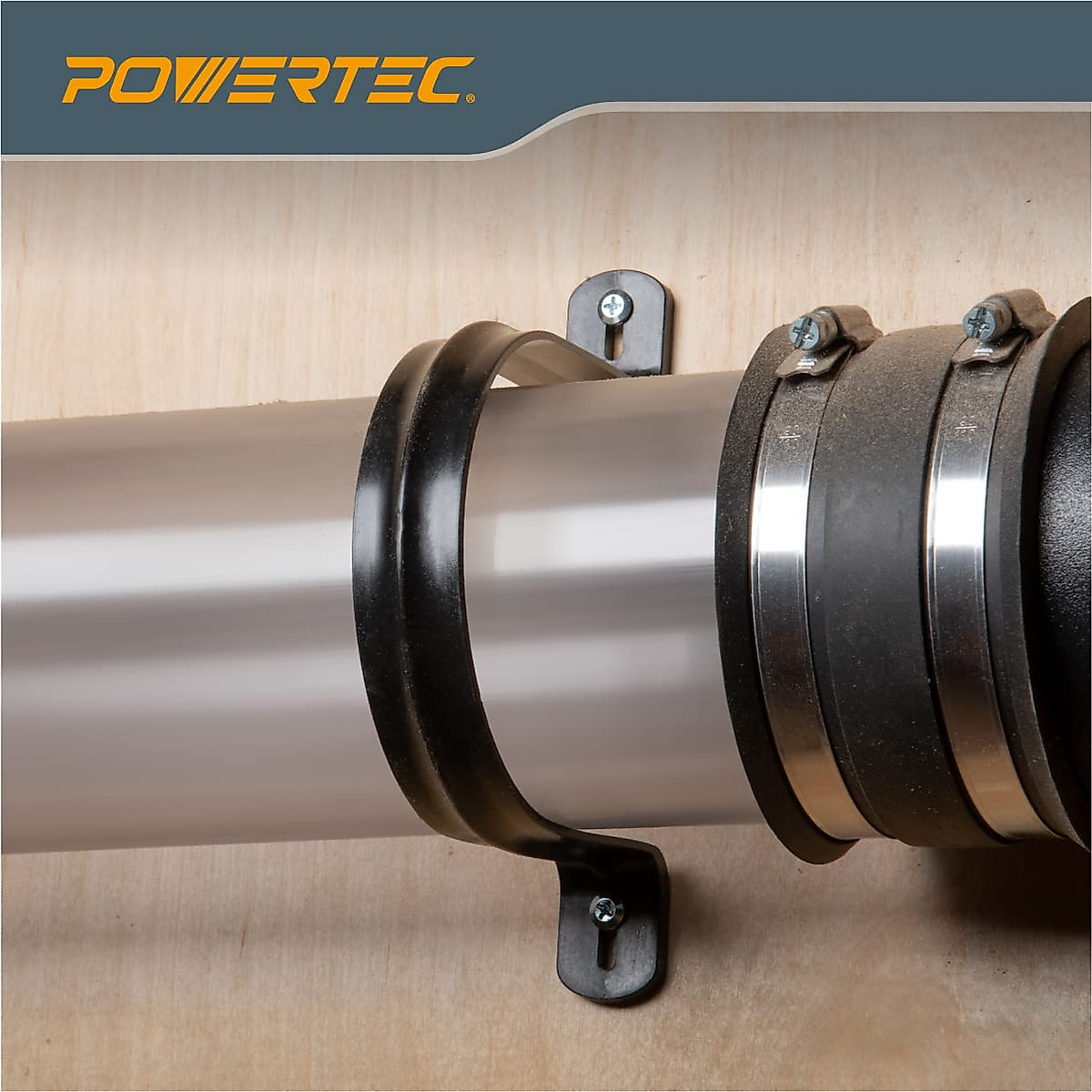 POWERTEC 70343-P2 Hangers for 4" Dust Collection Hose and Pipe, 10 PK, Black