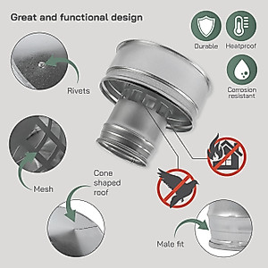 Vent Systems 4" Inch Galvanized Steel Round Roof Vent Cap - All-Season Round Exhaust Protector Cap - Perfect Insulation Roof Vent Cover - Chimney Rain Guard 100 mm