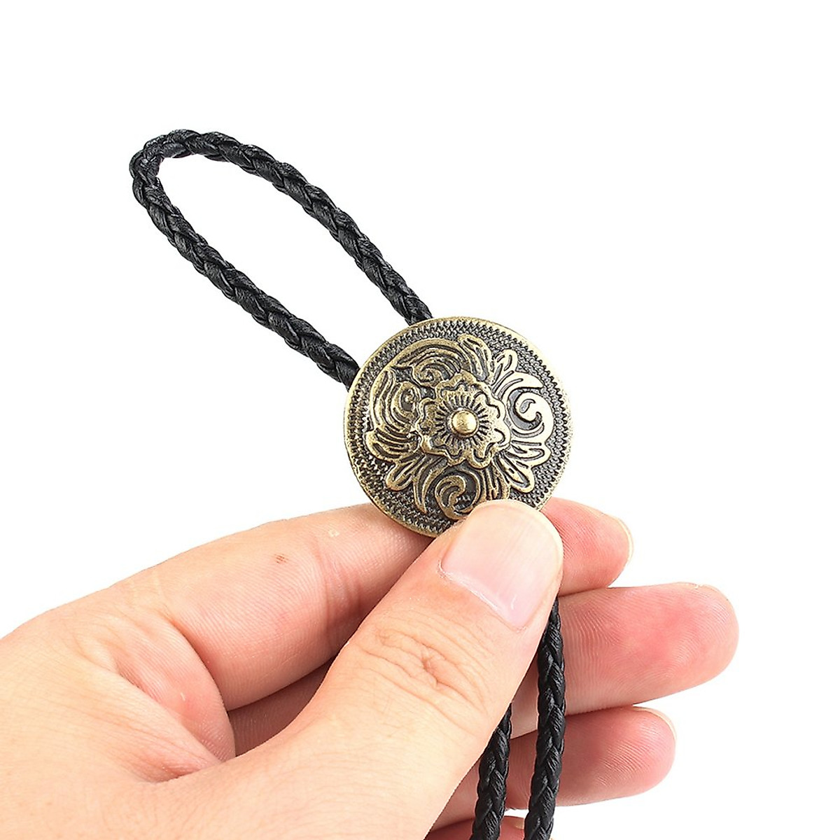 Bolo Tie for Women Men Gold Flower Cowboy Necklace Rodeo Leather Necktie Bolo Western Necklace Cowboy Bolo Tie