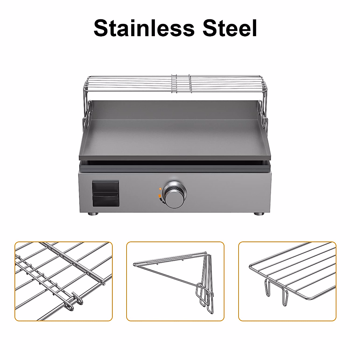 BMMXBI Universal Griddle BBQ Warming Rack for Blackstone Griddle Accessories 17/22/28/36 Inch, Parts for CharBroil 19952085 Blue Rhino Razor Griddle Pit Boss PB336GS, 2"~45" L Grill Rack