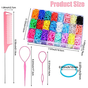 2000 Pcs Elastic Hair Rubber Bands for Girls, 24 Colors Small Girl Hair Ties Baby Hair Ties Elastic Rubber Bands with Topsy Tail Hair Tools Hair Accessories for Toddler Baby Girl Hair
