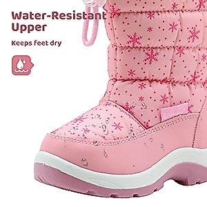 Apakowa Kid's Girls Cold Weather Snow Boots (Toddler/Little Kid) (8.5 M US Toddler, Pink2)