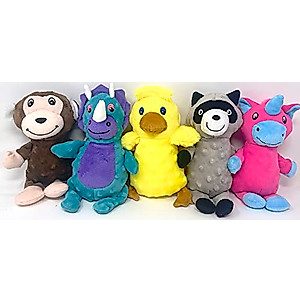 Jalousie 5 Pack Tough Plush Animal Dog Toys Assortment Value Bundle Dog Squeaky Toys Assortment Puppy Pet Mutt Dog Toy Dog Squeak Toy for Medium Large Dogs (5 Pack Dots)