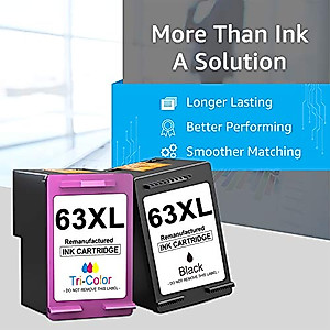 Palmtree Remanufactured Ink Cartridge Replacement for HP Ink 63 63XL Ink Cartridges Black and Color for HP OfficeJet 3830 4650 5255 Envy 4520 4512 4513 Deskjet 1112 2130 Printer (1 Black 1 Tri-Color)