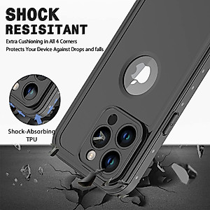 ZWWADR for iPhone 14 Pro Waterproof Case with Built-in Screen Protector Full Body Shockproof Dustproof Dirtproof Heavy Duty IP68 Waterproof Case for iPhone 14 Pro 6.1inch(Black)