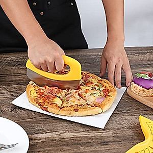 Suanyok Premium Pizza Cutter Food Chopper-Super Sharp Blade Stainless Steel Pizza Cutter Rocker Slicer with Protective Sheath Multi Function Pizza Knife Kitchen Tools,Dishwasher Safe