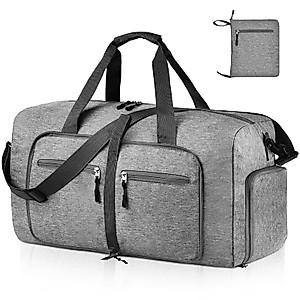 Duffel Bag 65L Packable Duffle Bag with Shoes Compartment Unisex Travel Bag Water-Resistant Duffle Bag(Grey,65L)