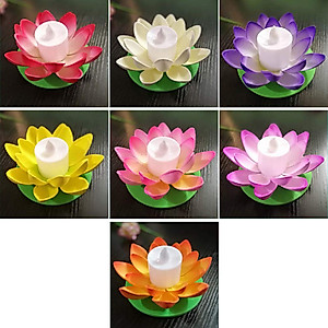 SOLUSTRE 5pcs floating lotus flowers Flower Night Lamp floating lantern LED floating candle light nativity decor flashing plastic lotus LED water lotus light flickering candles lily Battery