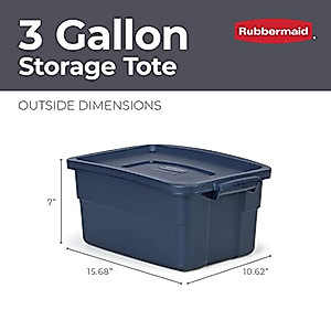 Rubbermaid Roughneck Storage Totes 3 Gallons, Durable Stackable Containers, Great for Off-Season Items, Small Storage Needs, and More, 6-Pack