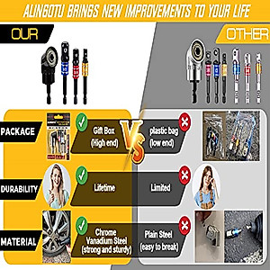 ALINGOTU Right Angle Drill Adapter and Drill Socket Adapter,Impact Driver Bit Set,Right Angle Drill Attachment,3-Piece 1/4", 3/8", and 1/2" Drive,Black,Cr-V,Gifts for Dad,Christmas Stocking Stuffers