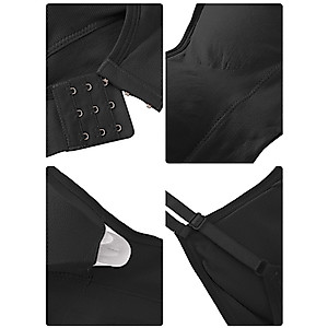 Geyoga 4 Pieces Neck Bralettes Wireless Cami Bra Tank Top Sports Bra for Women Girls(Small,Black, Dark Grey, Dark Red, Blue)