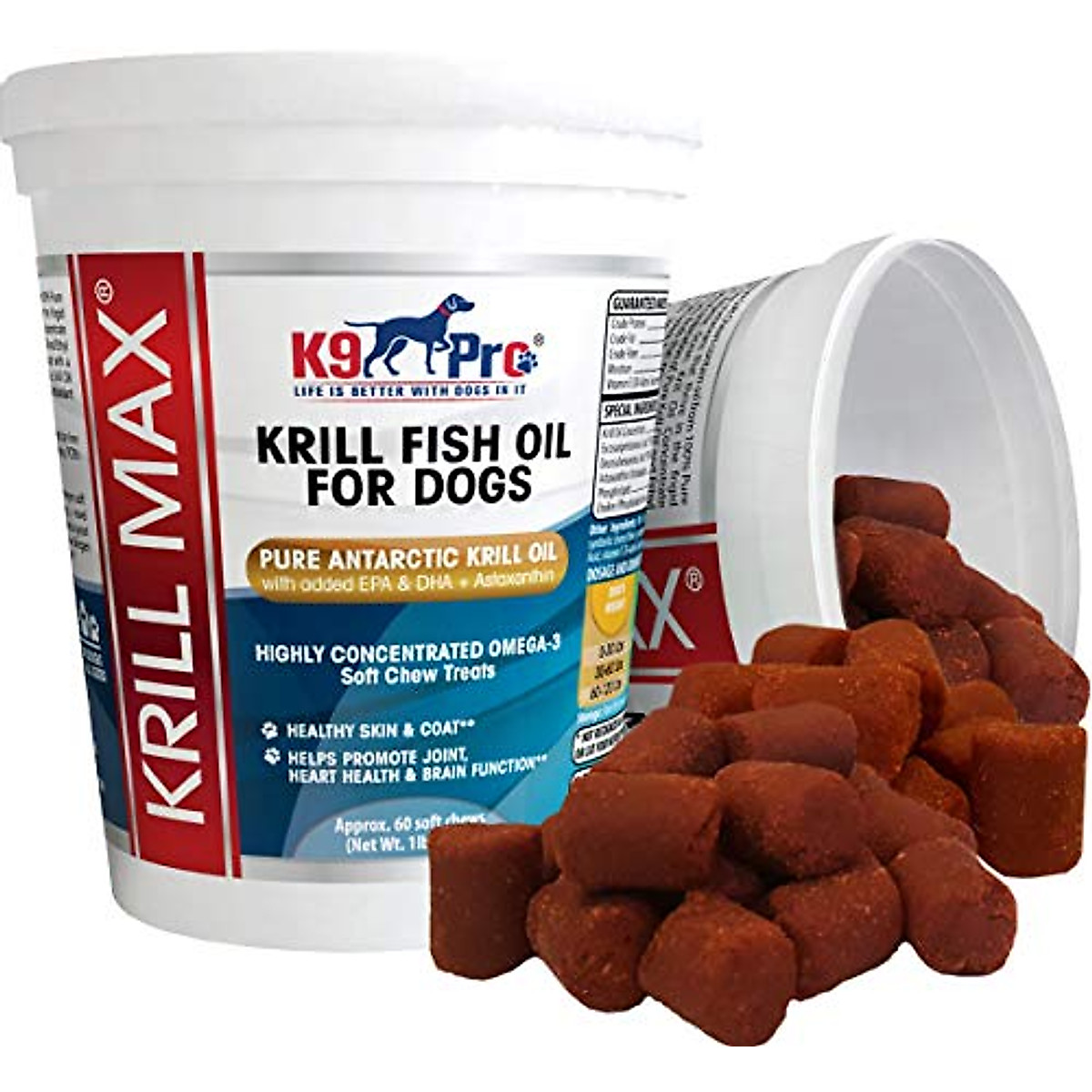 Krill Oil for Dogs Omega Bites - Fish Oil for Dogs - Dog Shedding Supplement - Deshedding Vitamins Anti Itch Omega Chews Krill Oil Dog Chews Antioxidant for Shed Control Omega 3 6 9 for Dogs