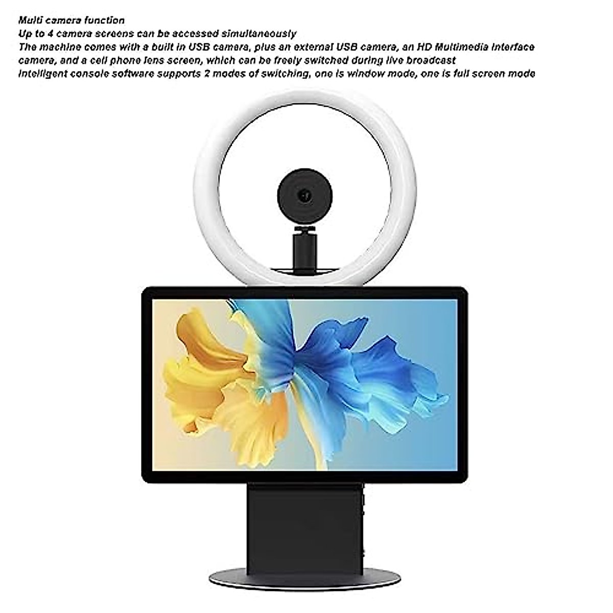 All in One Live Broadcast Machine for Android 11.0, 15.6 Inch Large Screen Desktop Live Streaming Equipment with WiFi and BT 5.0, Phone Screen Casting, 4 Camera Screens (US Plug)