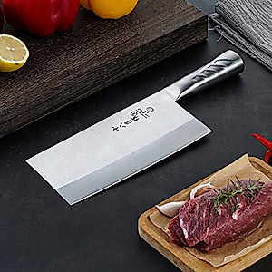 SHI BA ZI ZUO Kitchen Knife 8 Inches Versatile Butcher Cleaver Chopper Knife Slicing Meat Chopping Bones for Home Kitchen and Restaurant