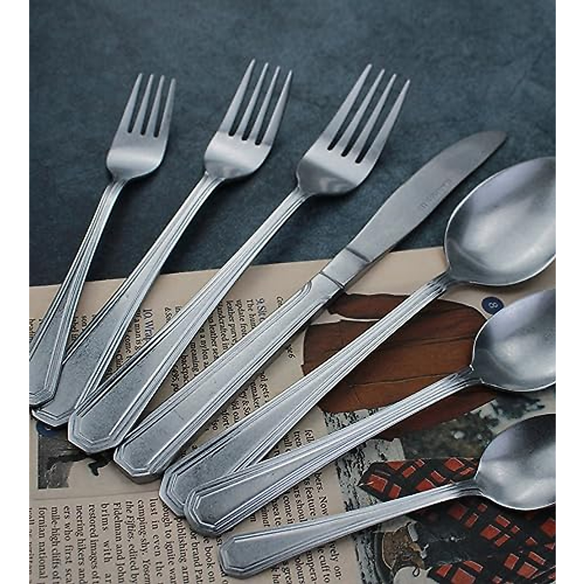 Silverware Set Cutlery Food-Grade Stainless Steel Retro Bordered Utensil Flatware Home Restaurant Small Business,Mirror Finish Tableware 20 Piece Service for 4