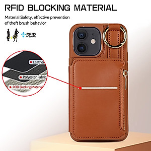 Furiet Wallet Case for iPhone 11 6.1 with Wrist and Shoulder Strap Card Holder Ring Stand Flip PU Leather 6+ Card Slots RFID Blocking Phone Cover for iphone11case iPhone11 i Phone11 11s XI 11R Brown