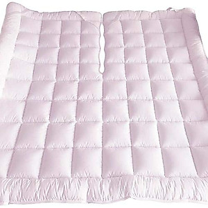 Luxury Split Top King Plush 2 Inches Mattress Pad Down Alternative Anchor Bands Split King Size