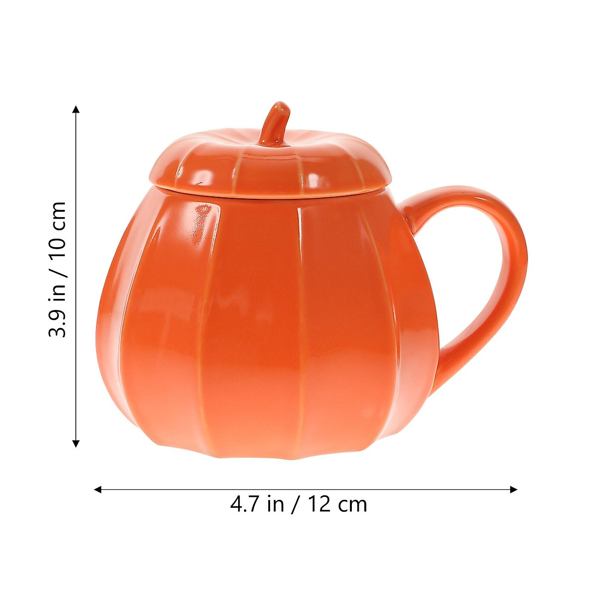 Halloween Pumpkin Mug with Lid, Ceramic Halloween Pumpkin Shaped Cup, Halloween Coffee Mug Milk Cup with Lid for Christmas Birthday Women Wife Mom Girl Boy Teacher Friends (Orange)