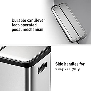 EKO EcoCasa Stainless Steel Dual Compartment Recycling Step Trash Can 30L+20L, (EK9128MT-30L+20L)