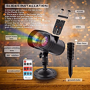 Christmas Outdoor Reflectors Nativity Projector Light Ocean Wave Projector 2in1 3D LED 18 HD Slides Window Wonderland Projector House Xmas Indoor Holiday Party Projection Lights All Seasons