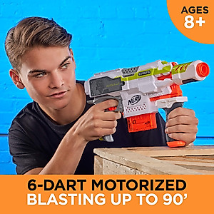 Nerf Modulus Stryfe Motorized Blaster - Fires 6 Darts in a Row - Includes Drop Grip, Barrel Extension, 6-Dart Clip, 6 Nerf Elite Darts (Amazon Exclusive)