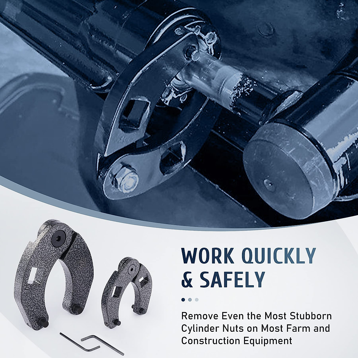 OMT Gland Nut Spanner Wrench Kit for 1" to 6" Gland Nuts, 1266 & 7463 Hydraulic Cylinder Wrench Set, 4pc Large & Small Wrench Set with 1/2" & 3/4" Drive for Hydraulic Cylinders Repairs