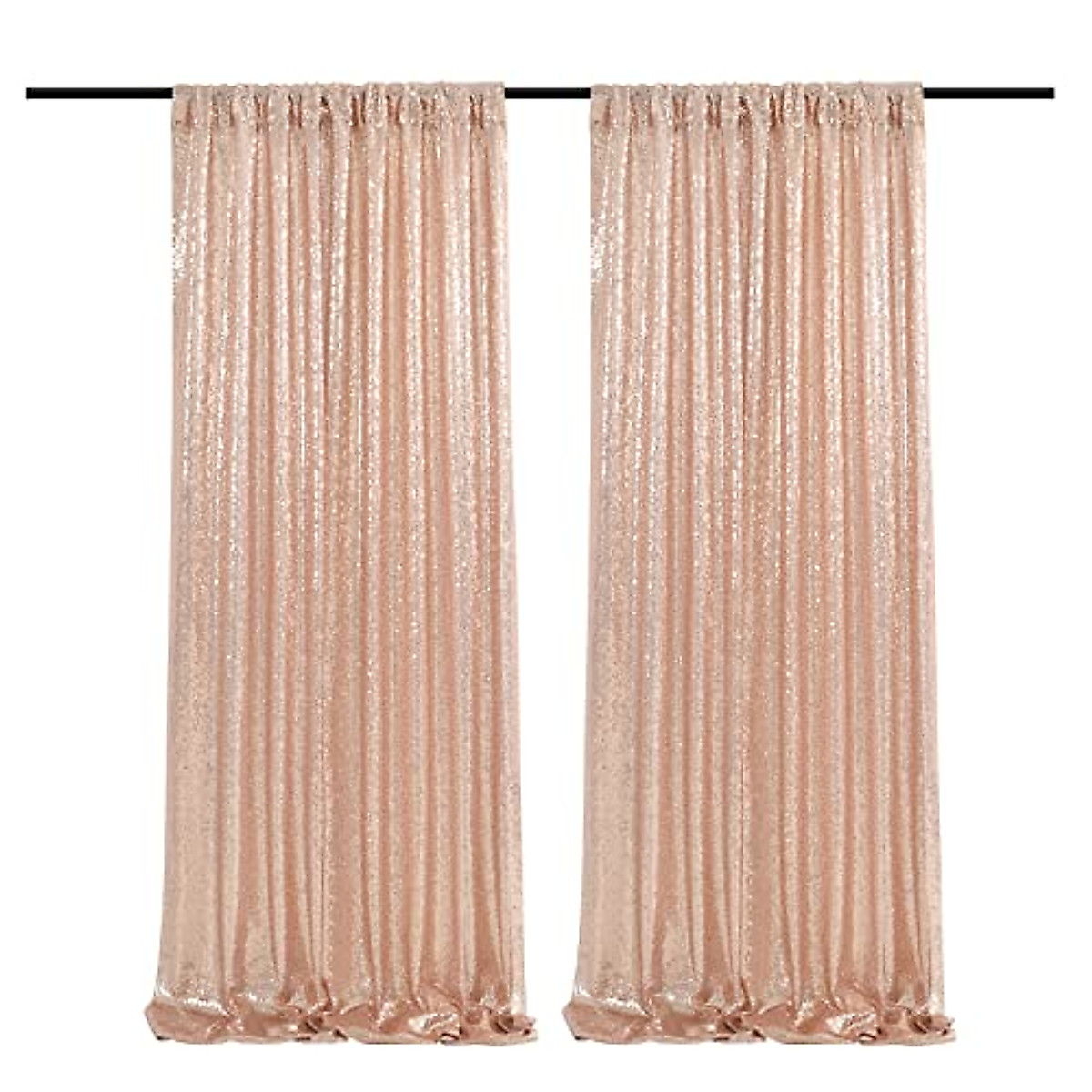 Rose Gold Backdrop Curtains 2 Pieces 2ftx8ft Sequin Fabric Backdrop Glitter Prom Drapes Baby Shower Background Backdrops