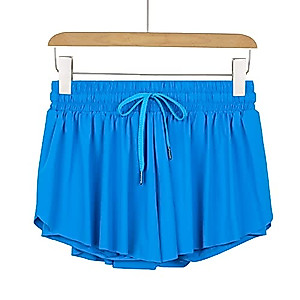 Flowy Athletic Shorts for Women Gym Yoga Workout Running Exercise Sweat Spandex Cute Tennis Skirt Womens Comfy Lounge Preppy Trendy Clothes Casual Summer(S, Blue)