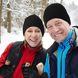 SATINIOR 6 Pieces Winter Beanie Hat Gloves Set, Knit Hat Touchscreen Gloves Soft Skull Cap Set for Women Men(Black)