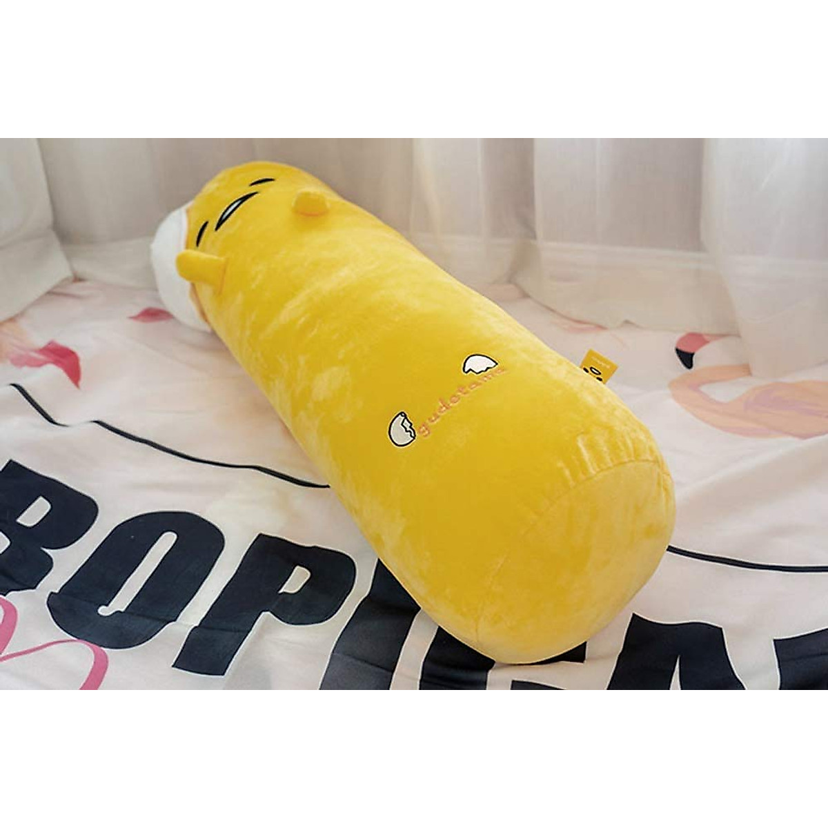 futurecos Cute Yellow Long Egg Plush Toy Round Pillow The Lazy Egg Stuffed Doll Toys Decorative Throw Pillows Bed Decor Gift for Girls Boys 68CM