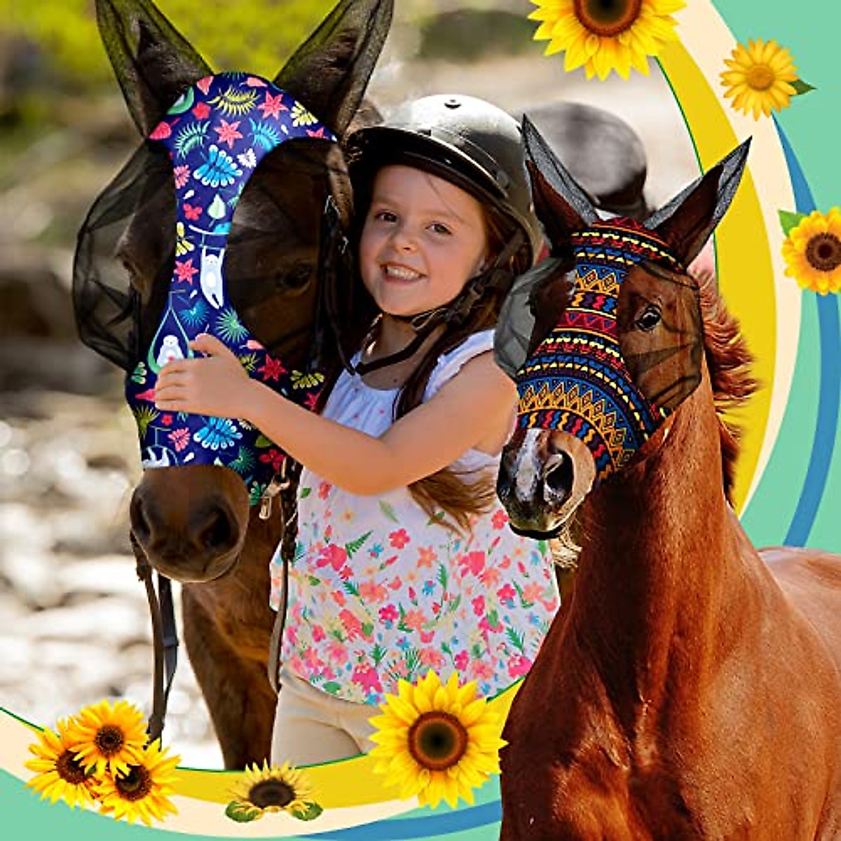 3 Pieces Horse Fly Mask with Ears Sun Protection Smooth and Elasticity Horse Mask for Horses (M)