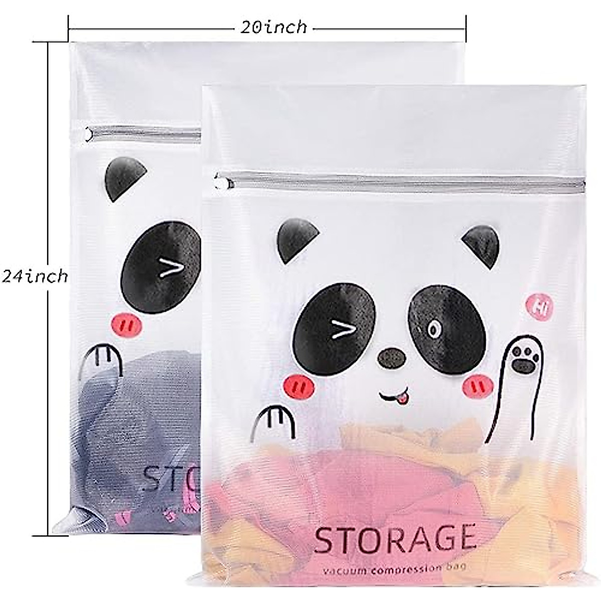 POLCD 20x24 inch Mesh Laundry Bags with Built in Zipper for Cleaning Delicates– Set of 2 Large Washing Machine Bags for Sweater Dirty Clothes Dryer Net Protector Travel College Dorm Organizer 50x60cm