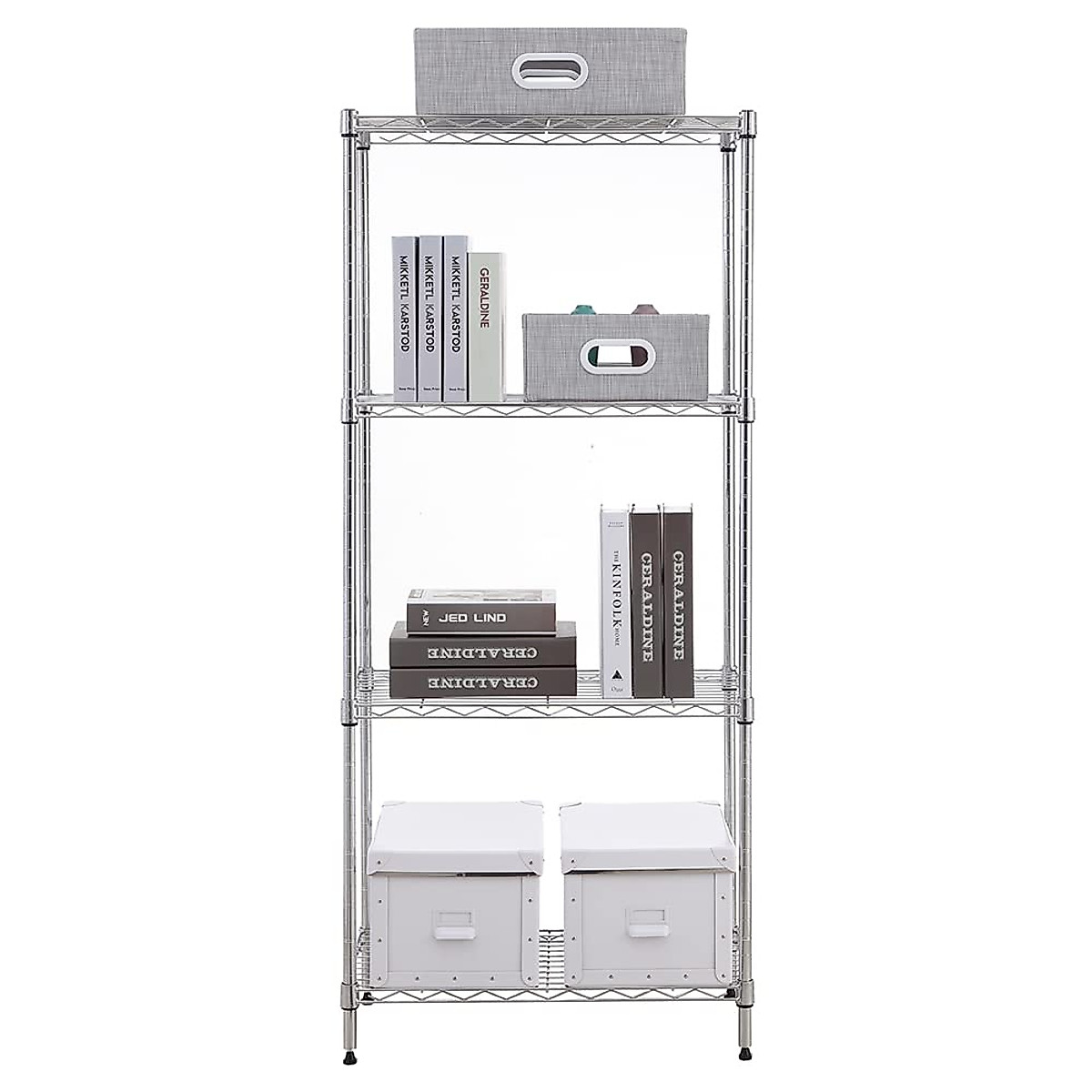 MZG Steel Heavy Duty 4-Tier Utility Shelving Unit Steel Organizer Wire Rack for Home,Kitchen,Office (24-in W x 14-in D x 53-in H)