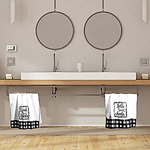 2 Pieces Buffalo Plaid Hand Towels Farmhouse Hand Towel for Bathroom Black White Bath Towels Funny Buffalo Plaid Hand Towels Bathroom Decor for Bathroom Kitchen Farmhouse Restroom (Classic Style)