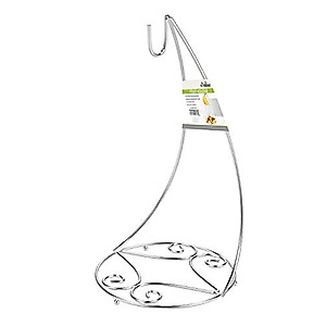 Dependable Industries Metal15.25" Tall Kitchen Banana Tree Holder Rack Ripen Fruit Evenly Prevents Bruising & Spoiling Chrome Silver Finish