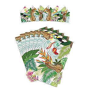 CENTRAL 23 Wilderness Wrapping Paper - Tropical Jungle - 6 Sheets Green Gift Wrap - Leopard - Tiger - For Birthday Baby Shower - Comes With Fun Stickers - Recyclable