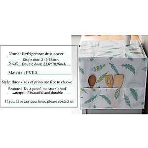 Refrigerator Fridge Dust-Proof Cover Washing Machine Cover PEVA Material Waterproof Cover with Storage Pockets Bags Fridge Dust Cover Oven Cover Multi-Purpose Top Covers (Double door, Flowers 1)